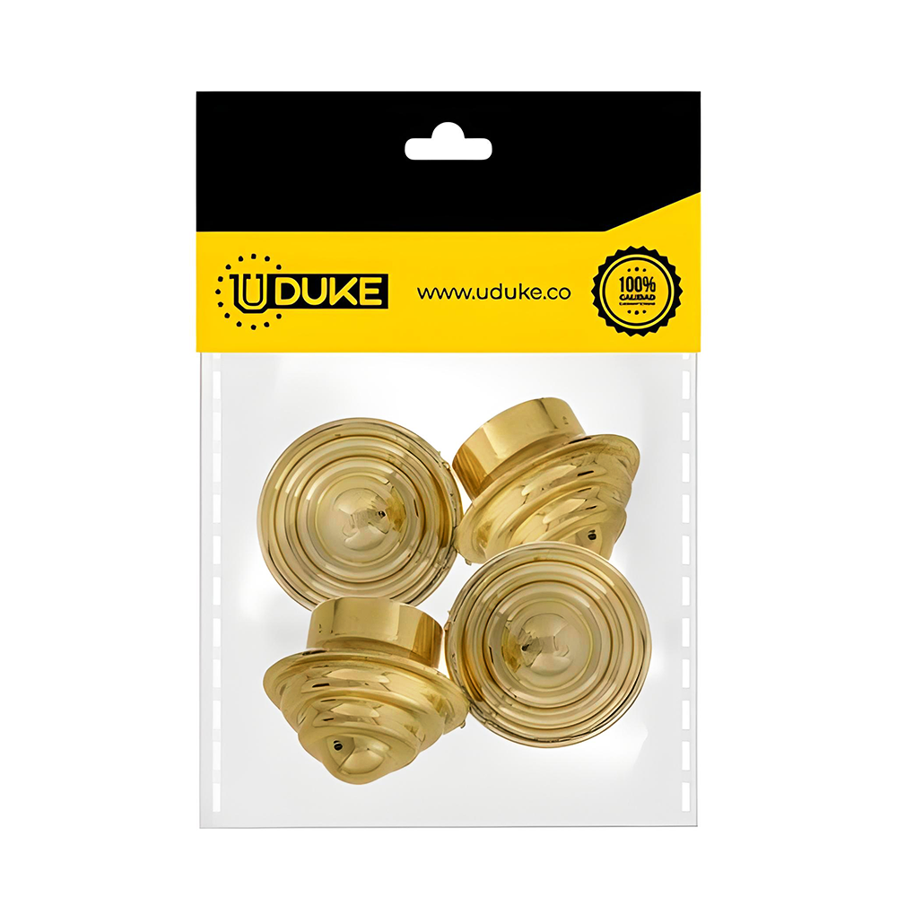 ACCESORIO CORTINERO TERMIINAL DORADO ESCALERA 1/2 PQT X 4 UDUKE | Distribuciones Hoyostools SAS